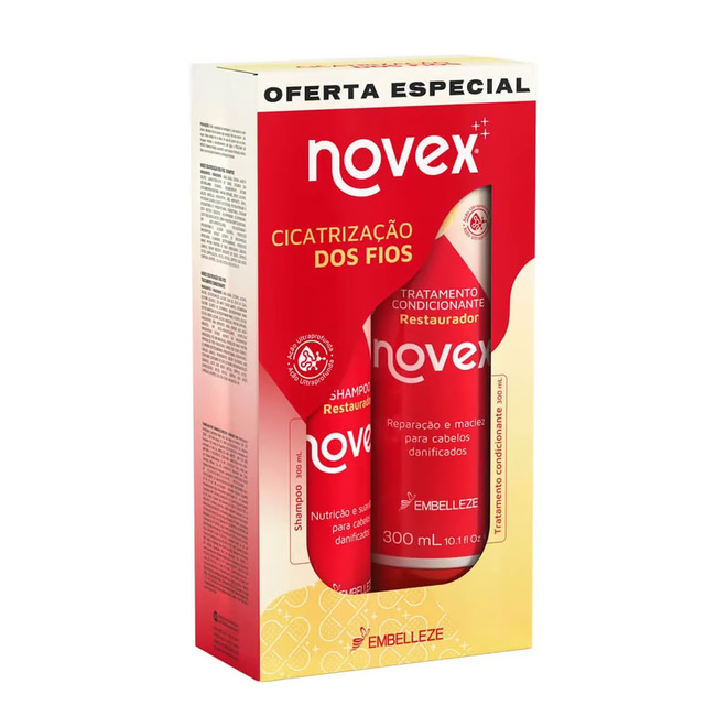 Shampoo e Condicionador Embelleze Novex Kit Cicatrização dos Fios 300ml