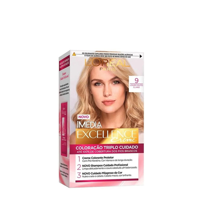Coloração Permanente L'Oréal Paris Imédia Excellence 9 Louro Muito Claro